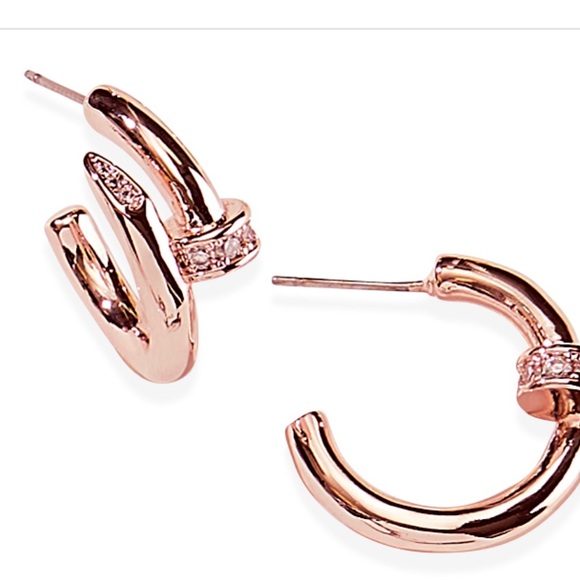 Park Lane | Jewelry | Nwt Designer Inspired Crest Nail Small Hoops Rose ...